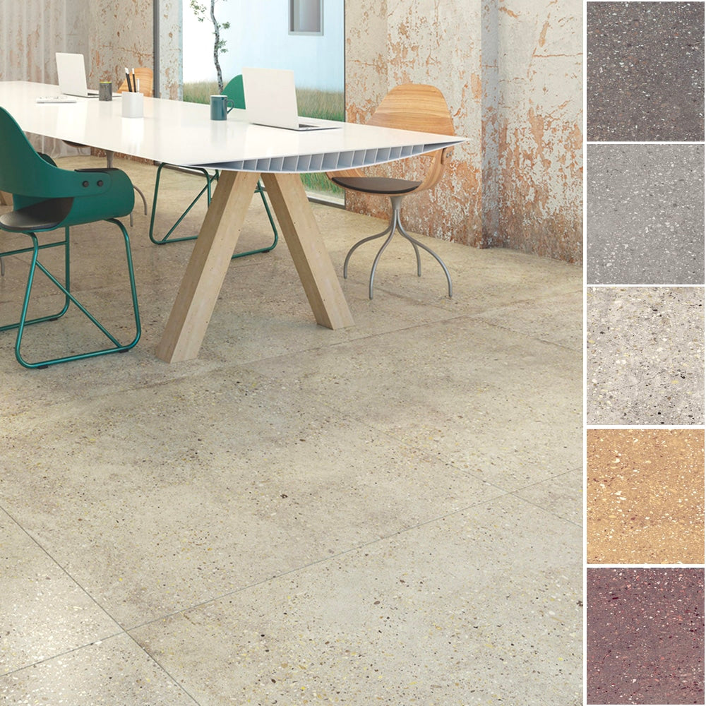 Floor - Keramisk Flise i Klassisk Terrazzolook i 5 Farver